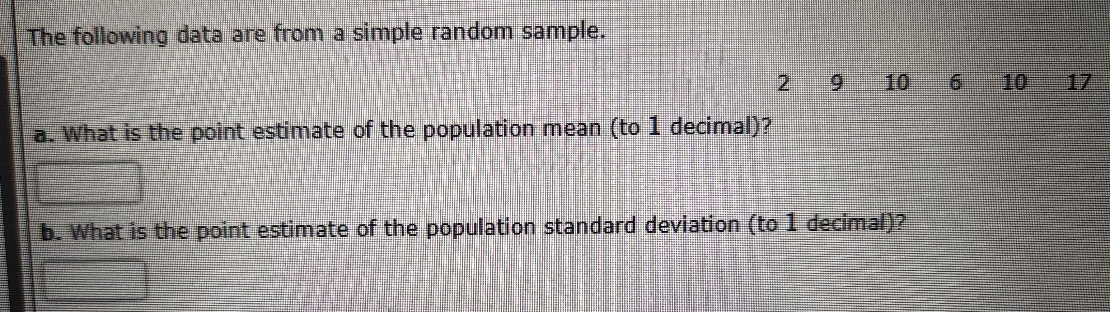 Solved The following data are from a simple random | Chegg.com