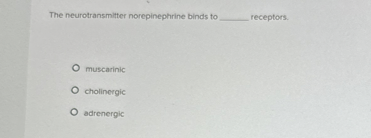 Solved The neurotransmitter norepinephrine binds to q, | Chegg.com