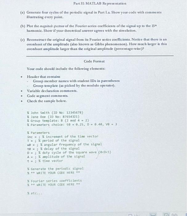 Solved Part II: MATLAB Representation (a) Generate four | Chegg.com