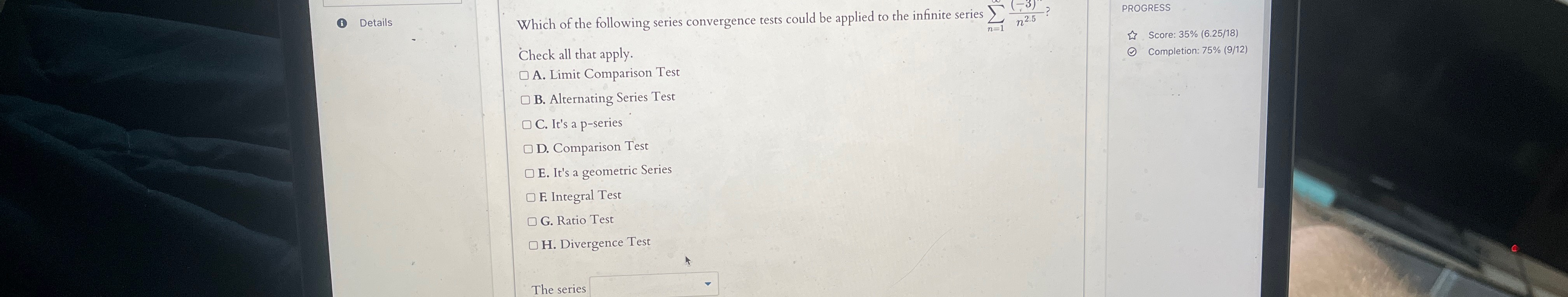 Solved Detailswhich Of The Following Series Convergence