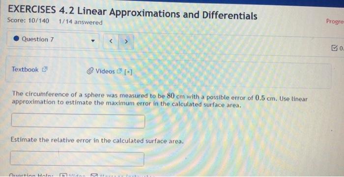 Solved EXERCISES 4.2 Linear Approximations and Differentials | Chegg.com