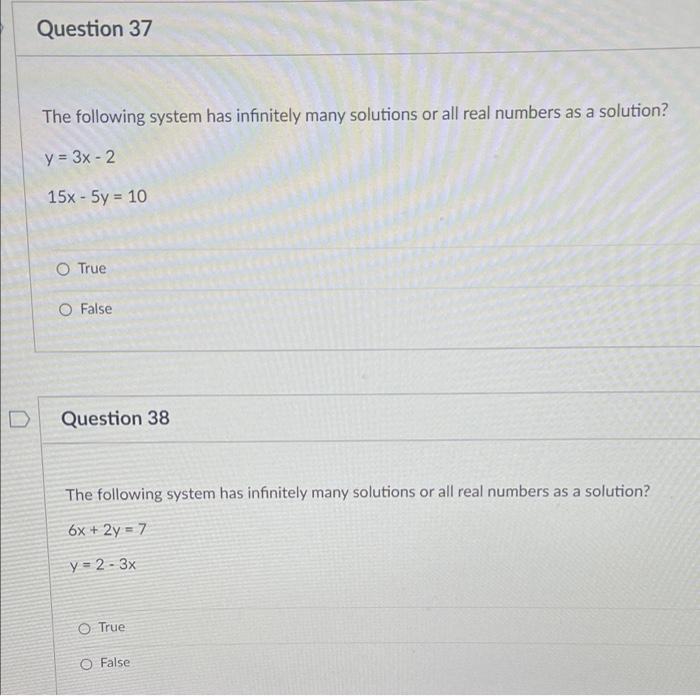 Solved Question 37 The following system has infinitely many | Chegg.com
