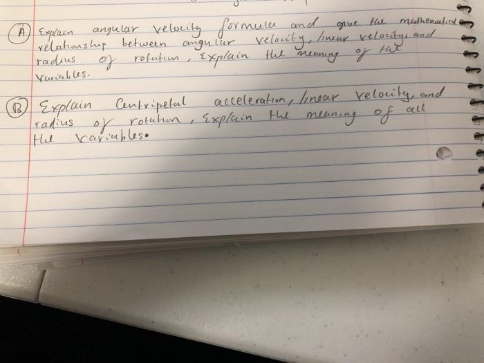 Solved Explain angular velocity formule and give the | Chegg.com