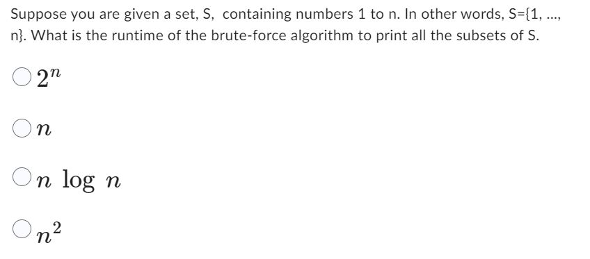 Solved Suppose you are given a set, S, ﻿containing numbers 1 | Chegg.com