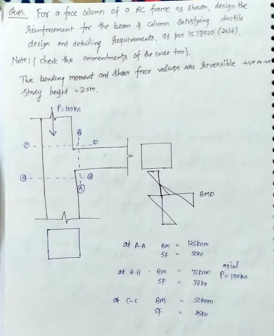 Solved a ductile design and detailing Ouers. For a face | Chegg.com