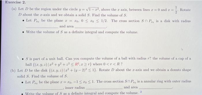 Solved Exercise 2. (a) Let D be the region under the circle | Chegg.com