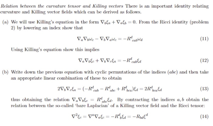 Solved Relation between the curvature tensor and Killing | Chegg.com