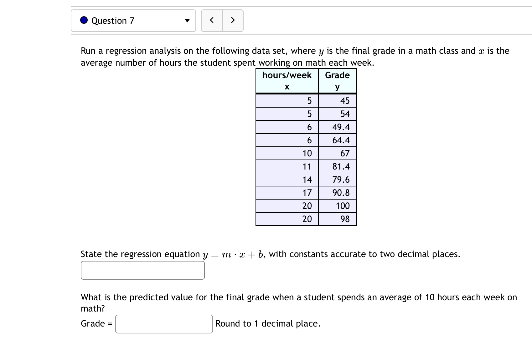 Solved Run a regression analysis on the following data set, | Chegg.com