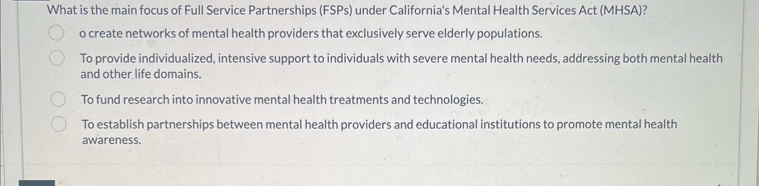 Solved What is the main focus of Full Service Partnerships | Chegg.com