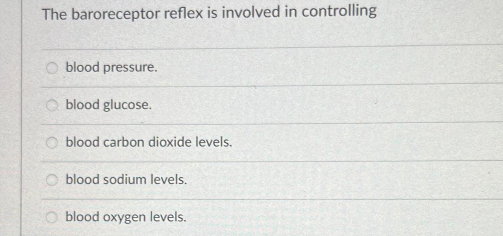 Solved The baroreceptor reflex is involved in | Chegg.com