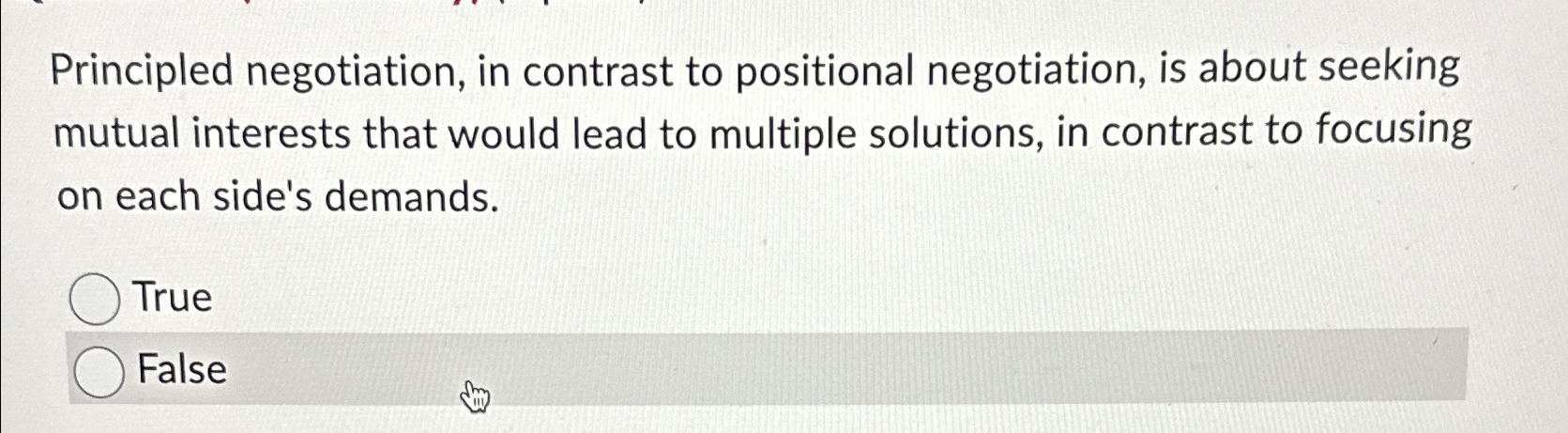 Solved Principled negotiation, in contrast to positional | Chegg.com