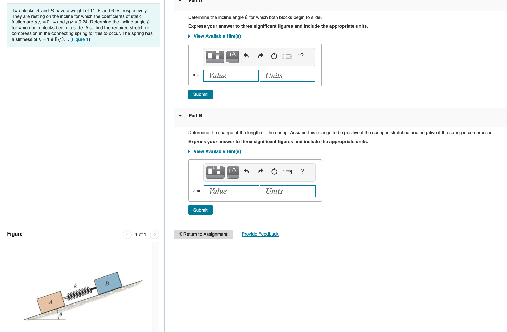 Solved Two blocks \( ﻿A \) ﻿and \( ﻿B \) ﻿have a weight of | Chegg.com