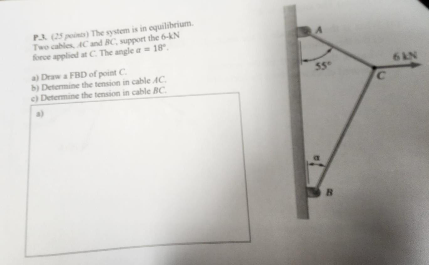 Solved P.3. (25 points) The system is in cquilibrium. Two | Chegg.com