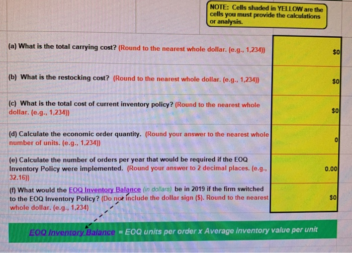 Solved ECONOMIC ORDER QUANTITY (EOQ) ANALYSIS OF INVENTORY | Chegg.com