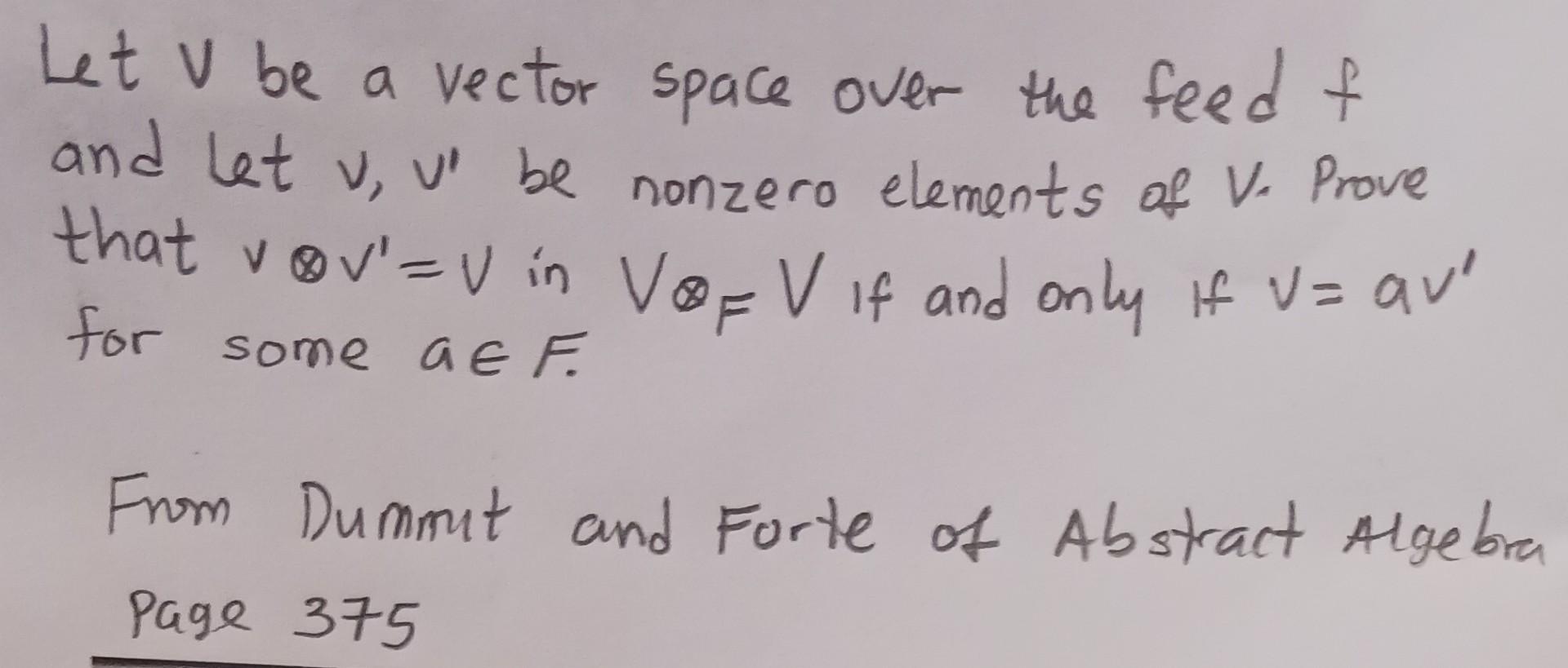 Solved 12. Let V be a vector space over the field F and let | Chegg.com