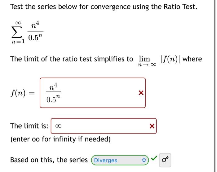 Solved Test the series below for convergence using the Ratio | Chegg.com