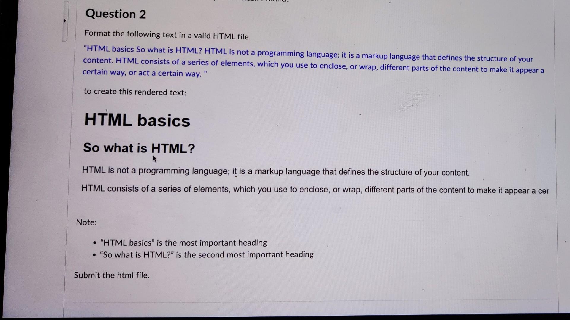 Solved Format the following text in a valid HTML file "HTML | Chegg.com