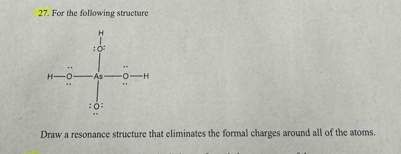 For the following structureDraw a resonance structure | Chegg.com