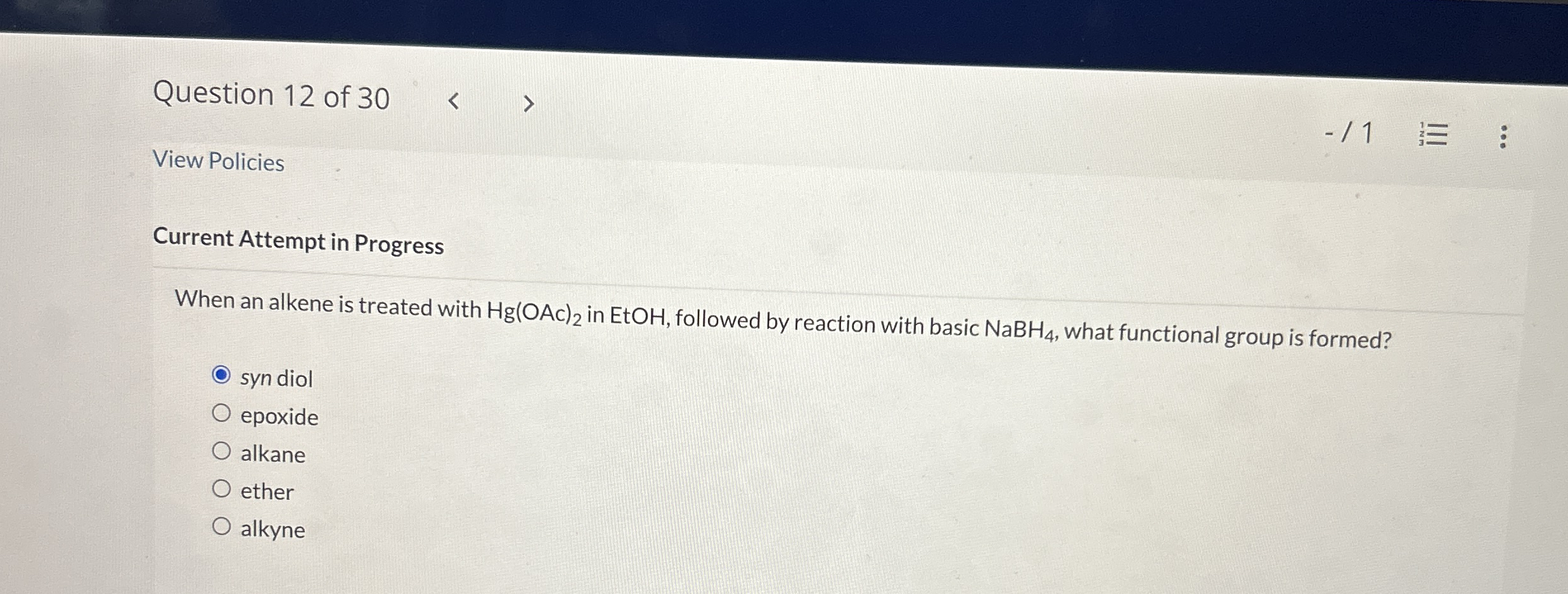Solved Question 12 ﻿of 30View PoliciesCurrent Attempt in | Chegg.com
