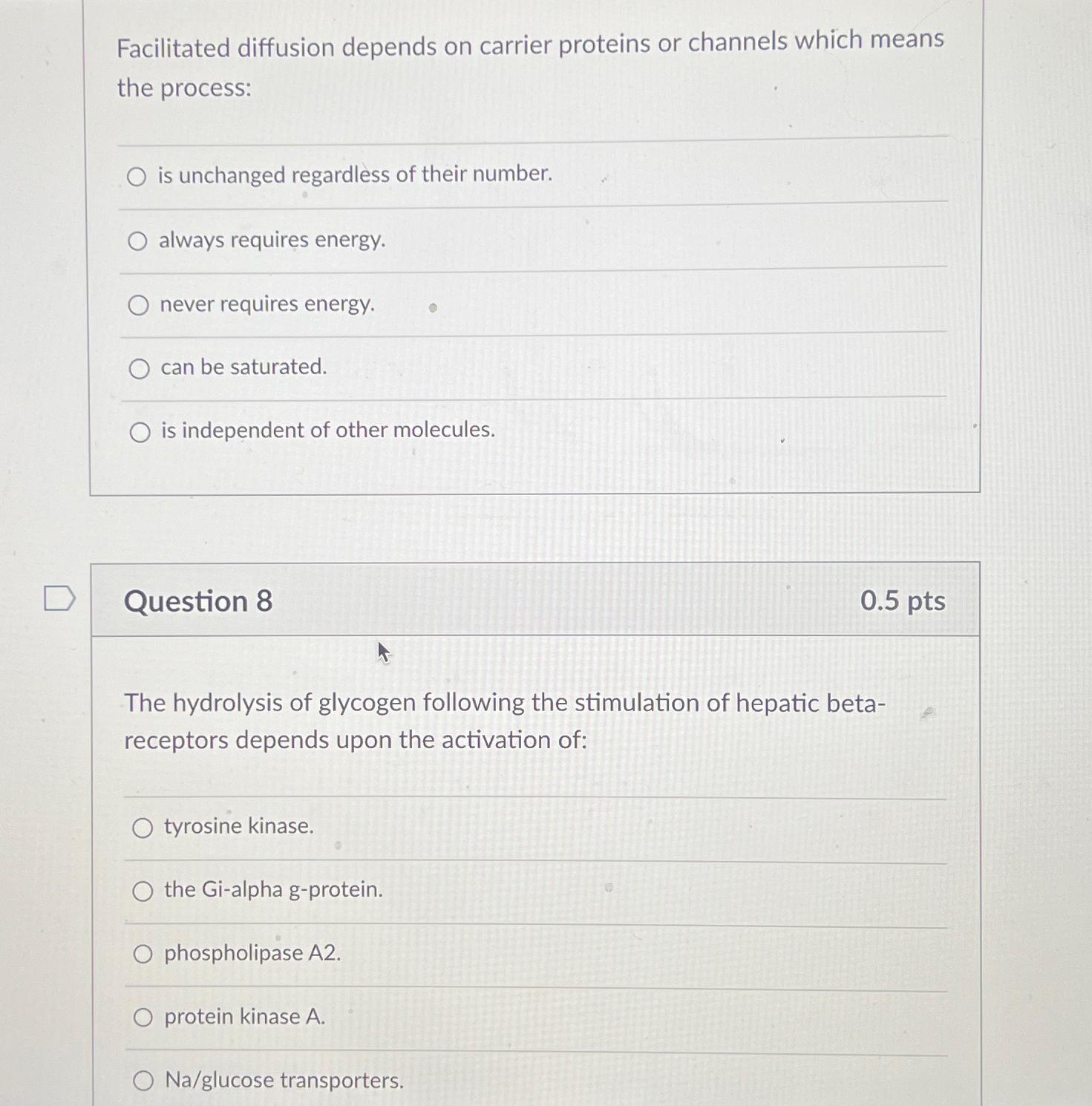 Solved Facilitated diffusion depends on carrier proteins or | Chegg.com