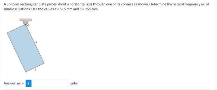 Solved A uniform rectangular plate pivots about a horizontal | Chegg.com