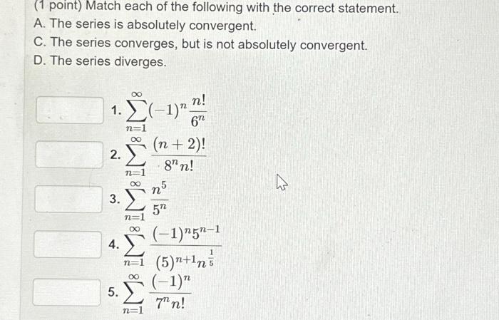 Solved (1 point) Match each of the following with the | Chegg.com