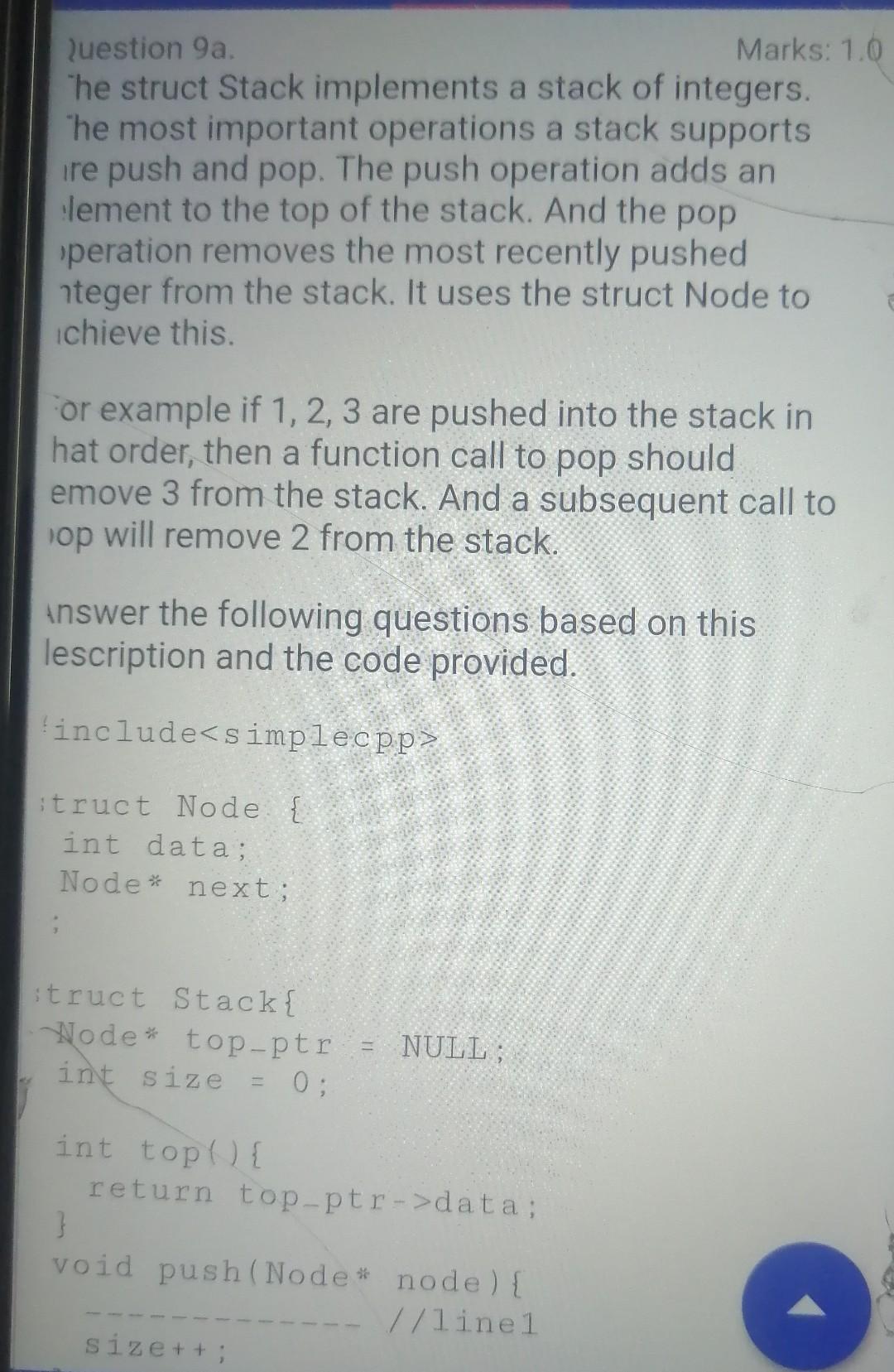 Solved Question 9a Marks 10 He Struct Stack Implements A