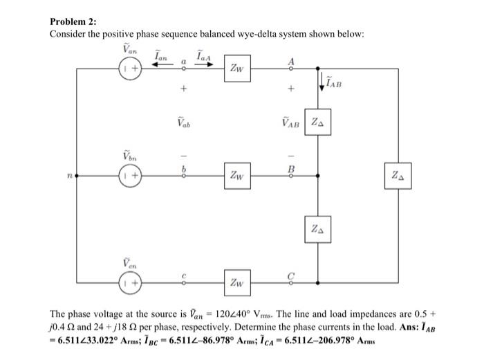 Solved Problem 2: Consider the positive phase sequence | Chegg.com