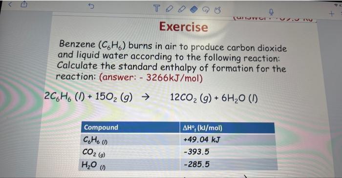 Solved Benzene (C6H6) burns in air to produce carbon dioxide | Chegg.com