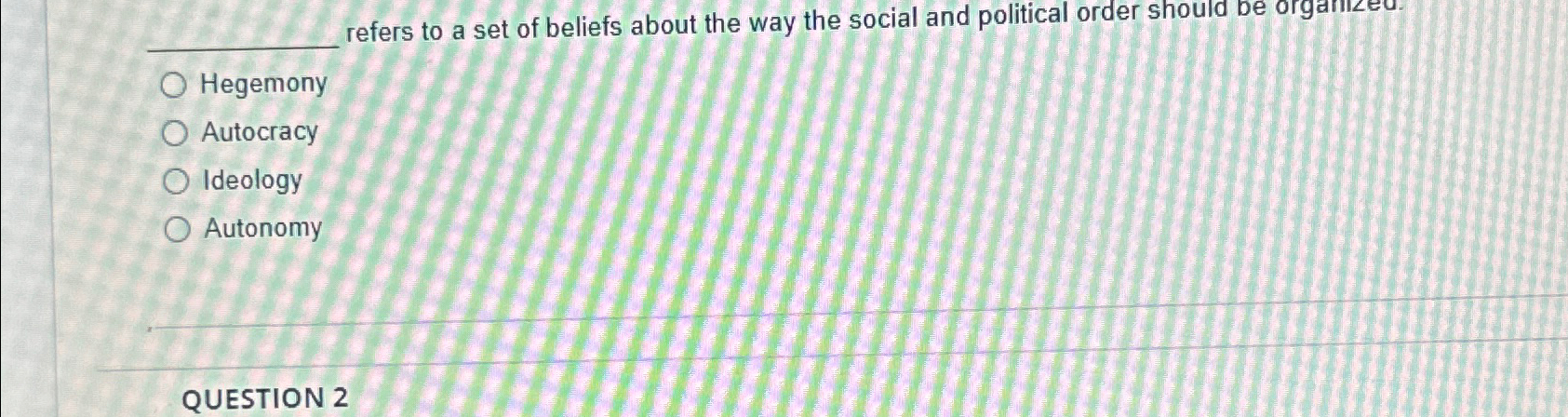 Solved refers to a set of beliefs about the way the social | Chegg.com