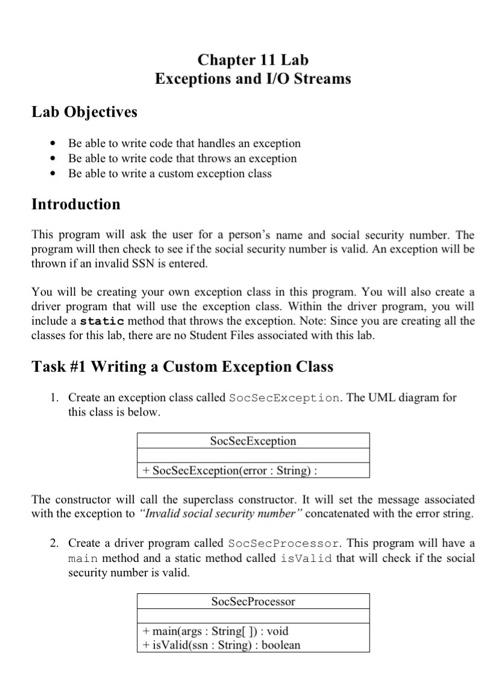 Solved Lab Objectives - Be able to write code that handles | Chegg.com
