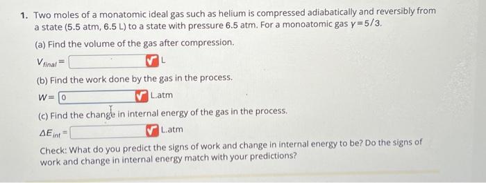 Solved Two moles of a monatomic ideal gas such as helium is | Chegg.com