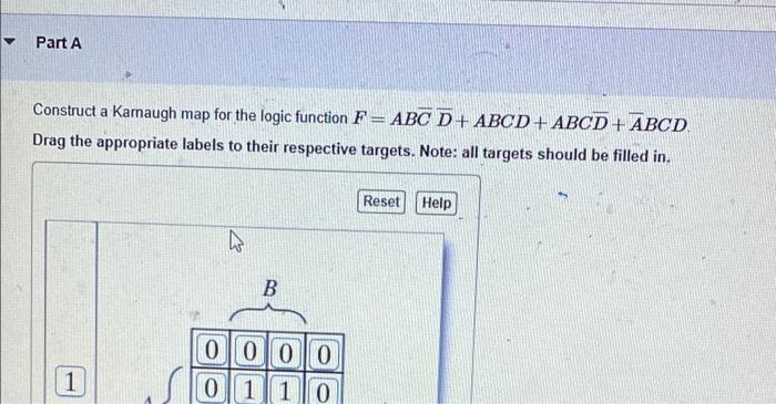 Solved Part A Construct a Karnaugh map for the logic | Chegg.com