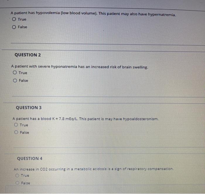 Solved A patient has hypovolemia (low blood volume). This | Chegg.com