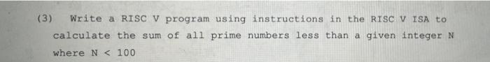 Solved (3) Write a RISC V program using instructions in the | Chegg.com