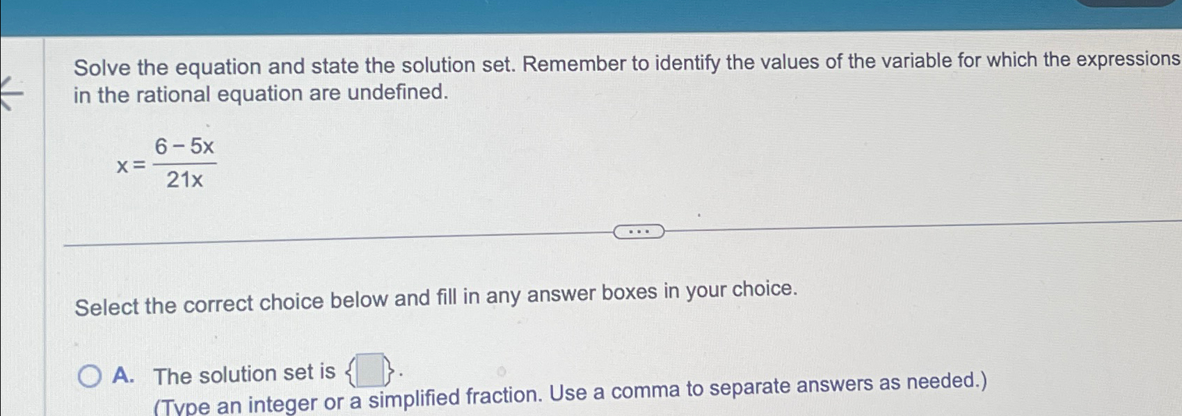 Solved Solve the equation and state the solution set. | Chegg.com