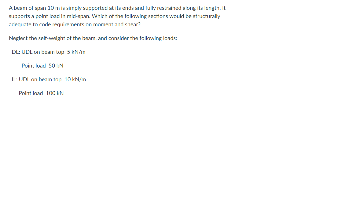 Solved A beam of span 10m ﻿is simply supported at its ends | Chegg.com