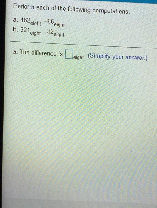 Solved Perform each of the following computations. -66eight | Chegg.com