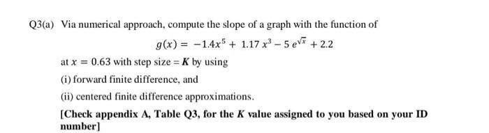 Solved Q3(a) Via numerical approach, compute the slope of a | Chegg.com
