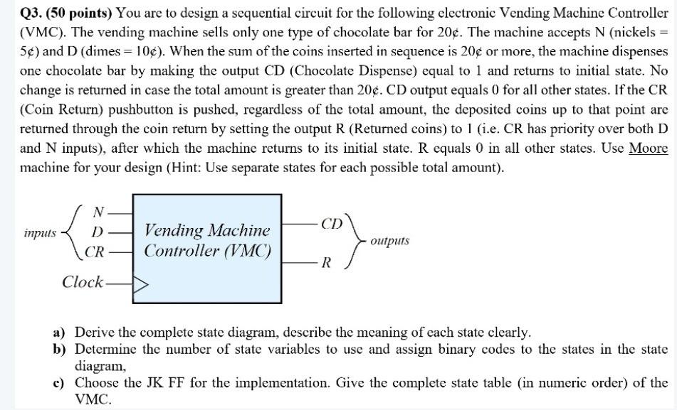 Solved Q3. (50 points) You are to design a sequential | Chegg.com