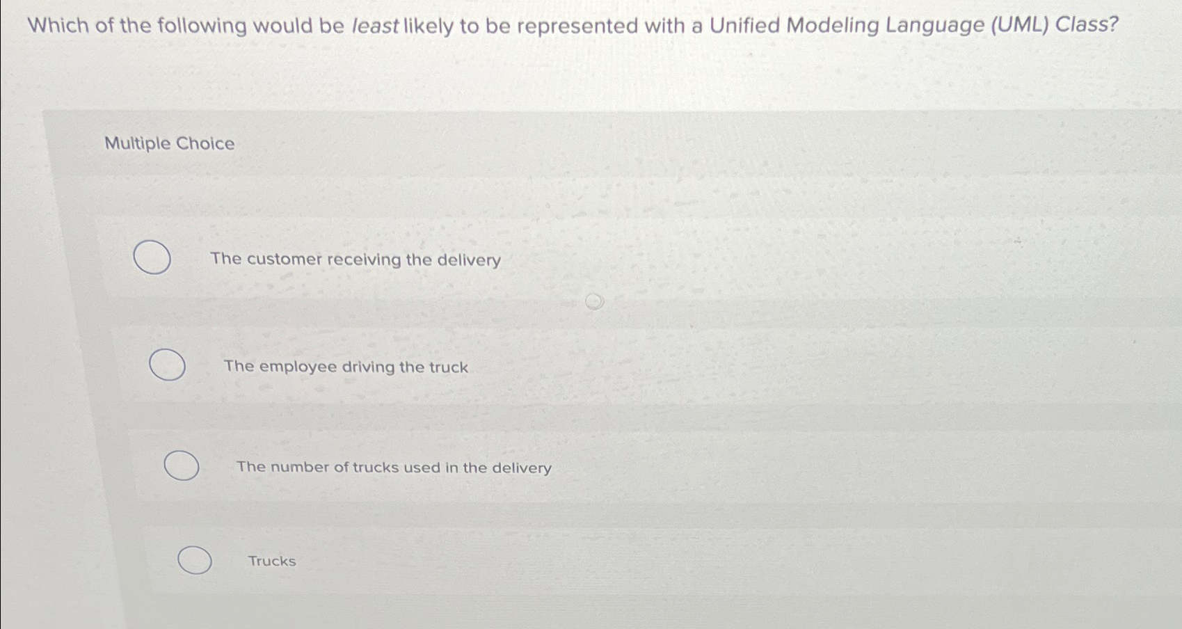 Solved Which of the following would be least likely to be | Chegg.com