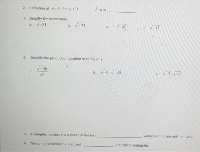Solved 2. Definition of -b for b>0 ſ-b= 3. Simplify the | Chegg.com