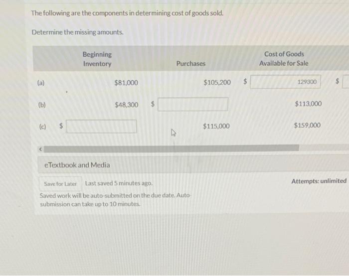 Solved The following are the components in determining cost | Chegg.com