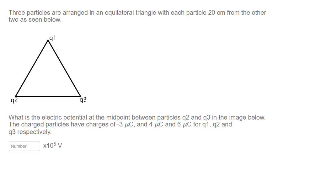Solved Three particles are arranged in an equilateral | Chegg.com