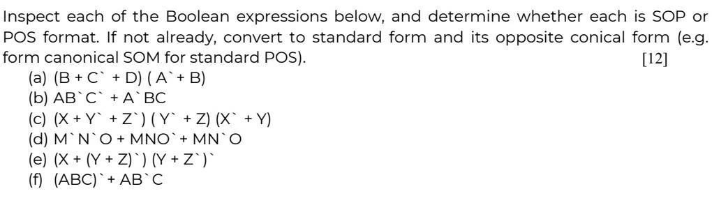 Solved Inspect each of the Boolean expressions below, and | Chegg.com