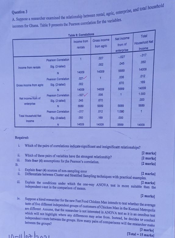 Solved Question 3A. ﻿Suppose a researcher examined the | Chegg.com
