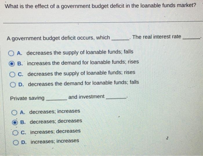 What is the effect of a government budget deficit in | Chegg.com