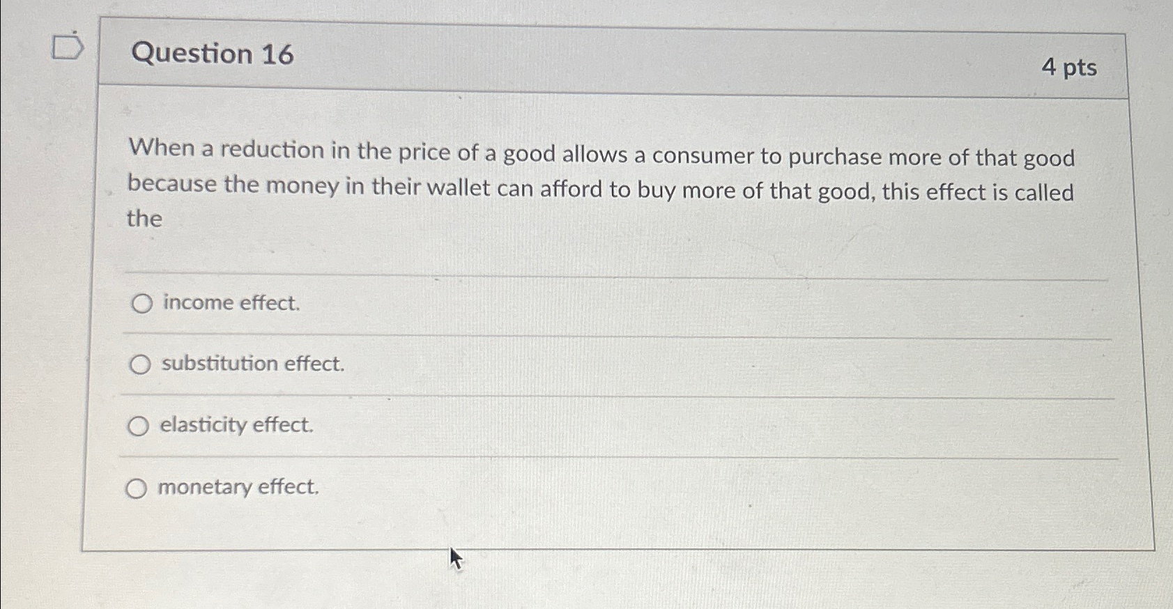 Solved Question 164 ﻿ptsWhen a reduction in the price of a | Chegg.com
