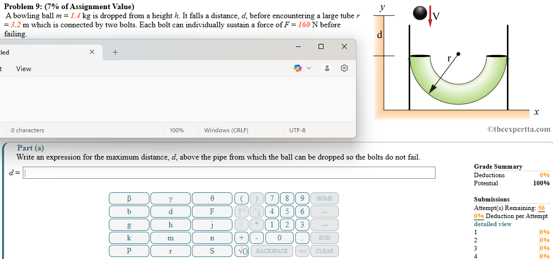 Solved Problem 9: (7\% ﻿of Assignment Value) ﻿A bowling ball | Chegg.com
