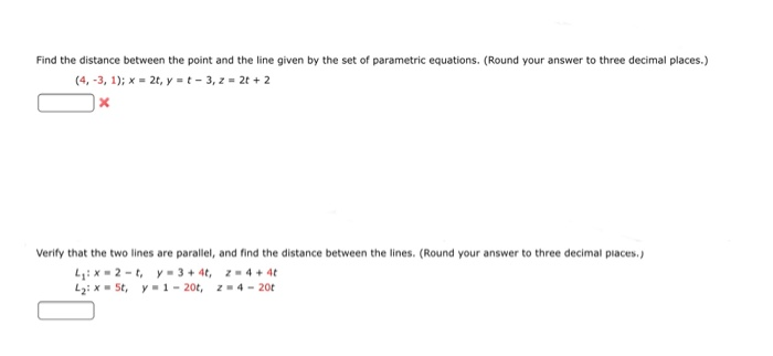 Solved Find the distance between the point and the line | Chegg.com